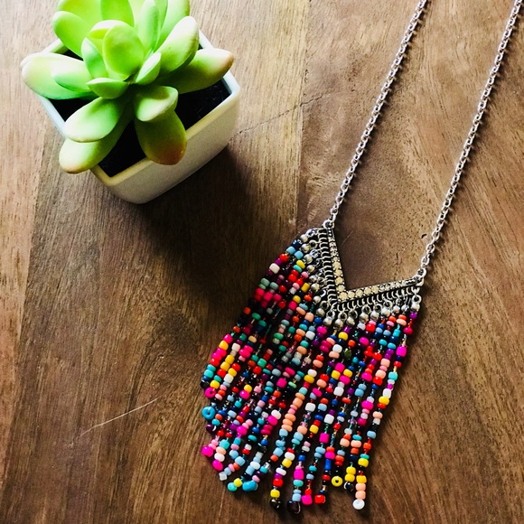 Flint+Feather | Jewelry | Flintfeather Multicolor Bead Boho Fringe ...